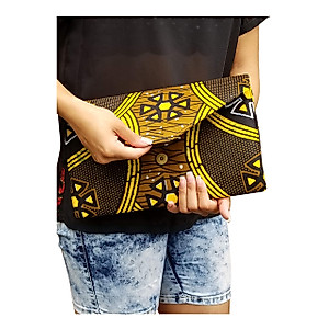Dupsie's Black and Yellow African Print Clutch Purse