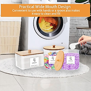 Laundry Storage Containers, 3 Pack Dryer Sheet Holder, Large Capacity Plastic Laundry Pods Container and Storage Jars with Lids, Labels and Spoons, Laundry Detergent Dispenser for Powder Beads