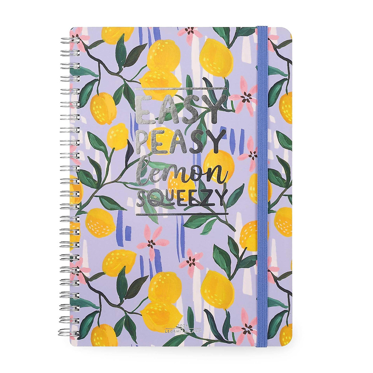 Legami - Large Spiral Weekly Calendar, 12 Months, from January 2024 to December 2024, Folding Planner 2024/2025, Elastic Closure, Final Pocket, Address Book, 15x21 cm, Lemon Theme