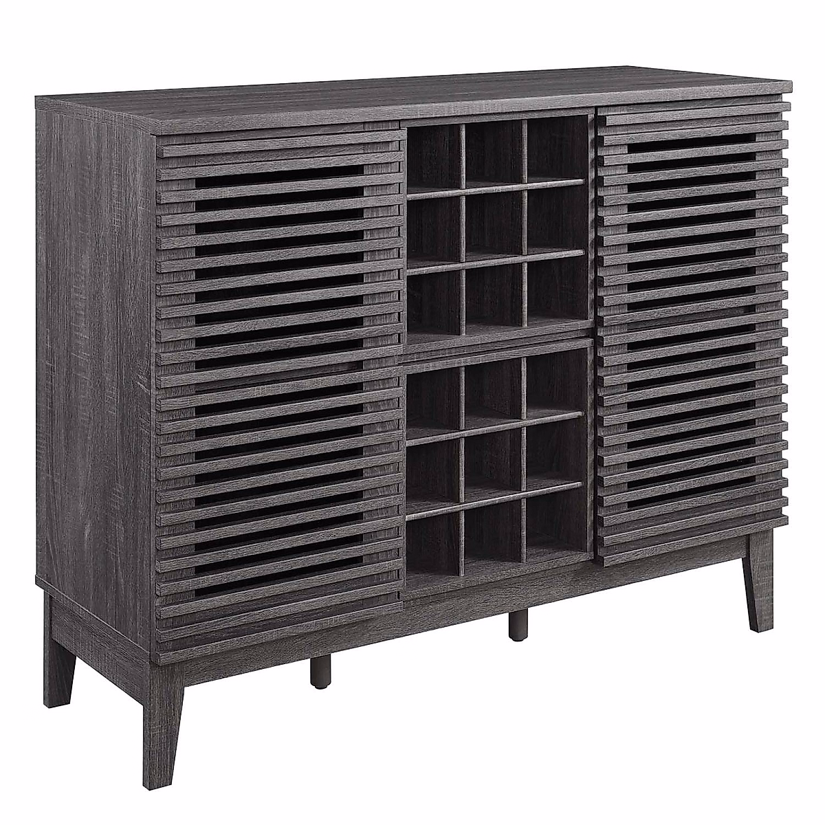 Modway Render Mid-Century Modern Wine Bar Cabinet in Charcoal 17 x 46 x 37