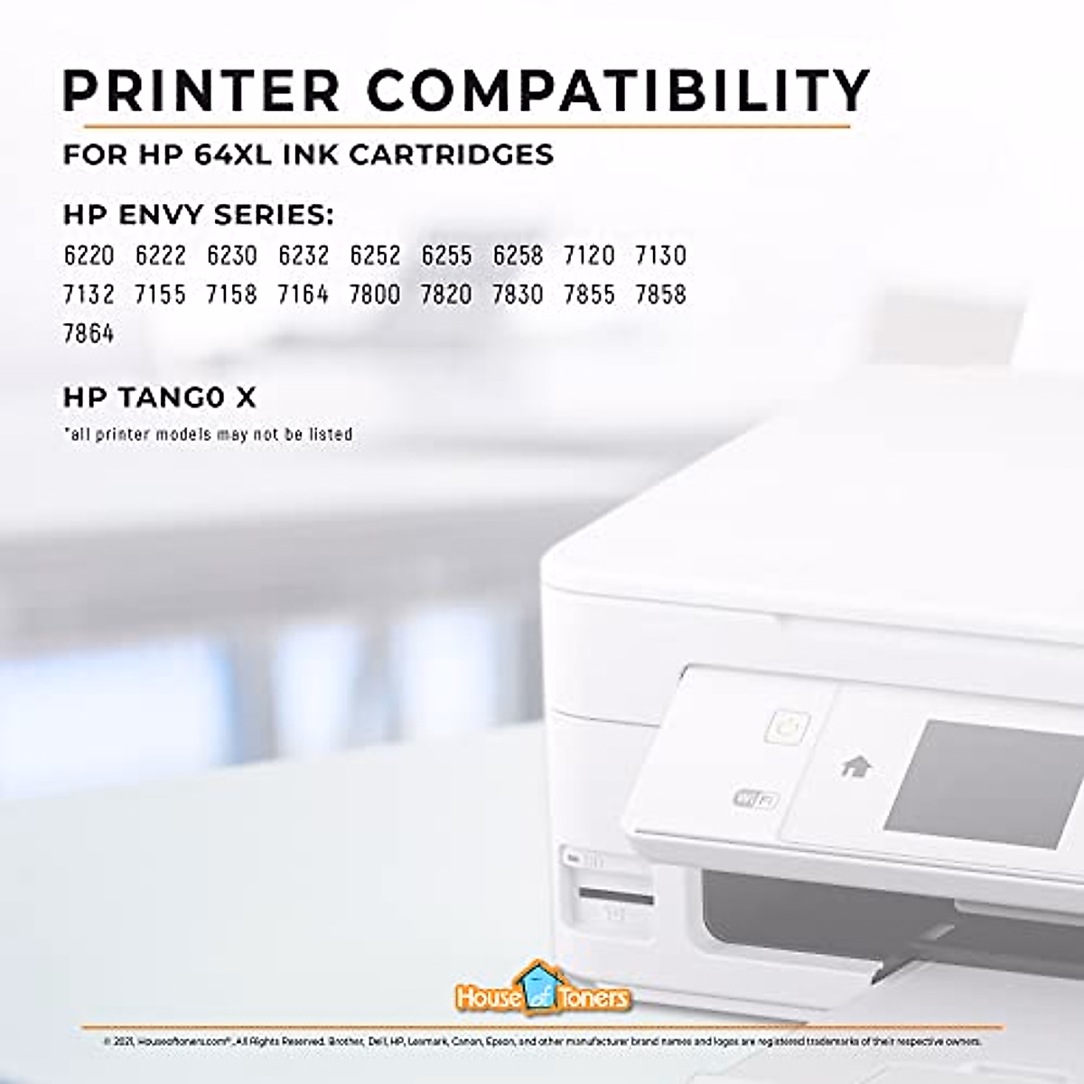 Houseoftoners Replacement for HP64XL HP 64XL Ink for HP Envy Photo 6232 6252 6255 6258 7155 7158 7164 7800 7855 7858 7864 Envy 5542 (2B&1C, 3-Pack)