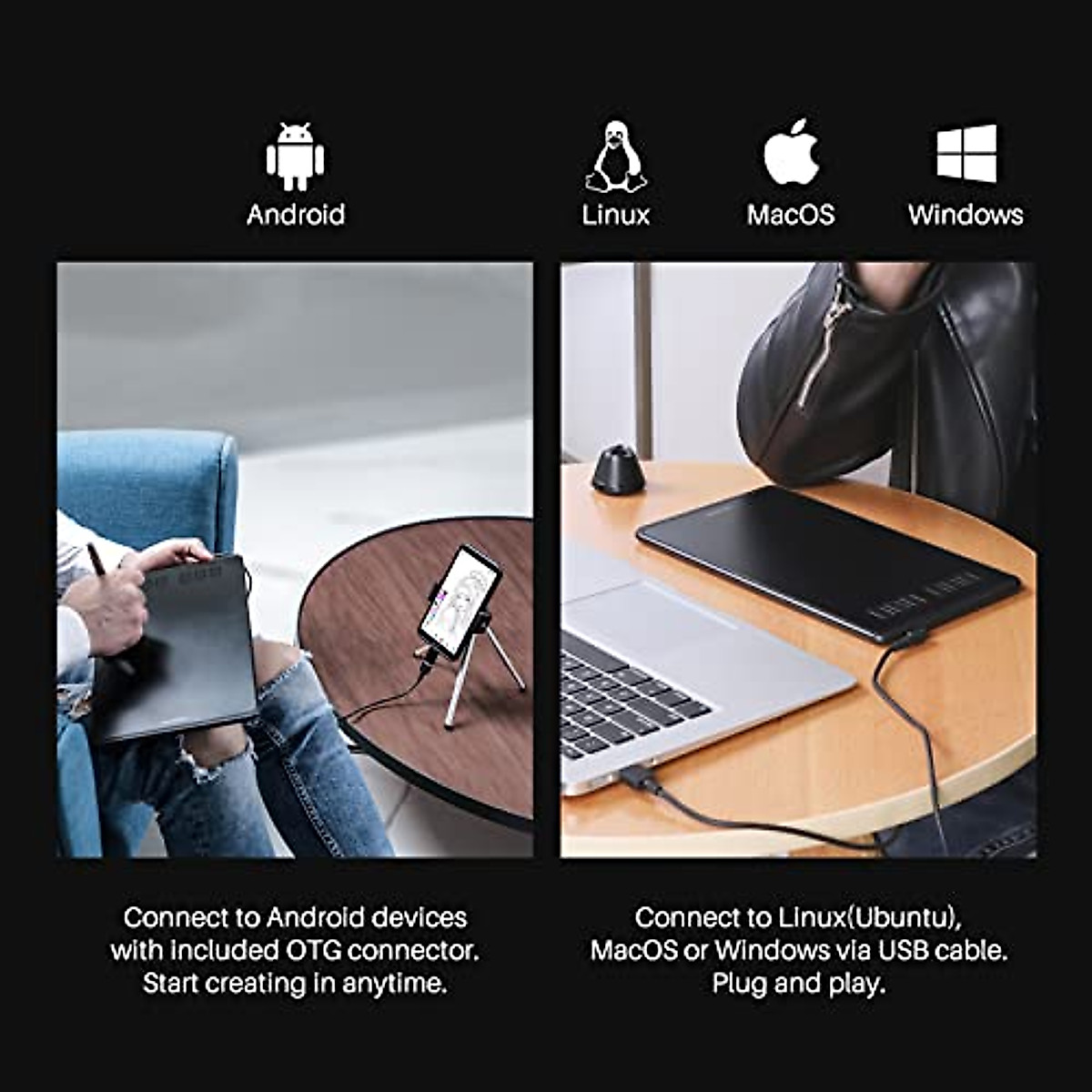 Drawing Tablet HUION Inspiroy H640P Graphics Tablet with Battery-Free ...