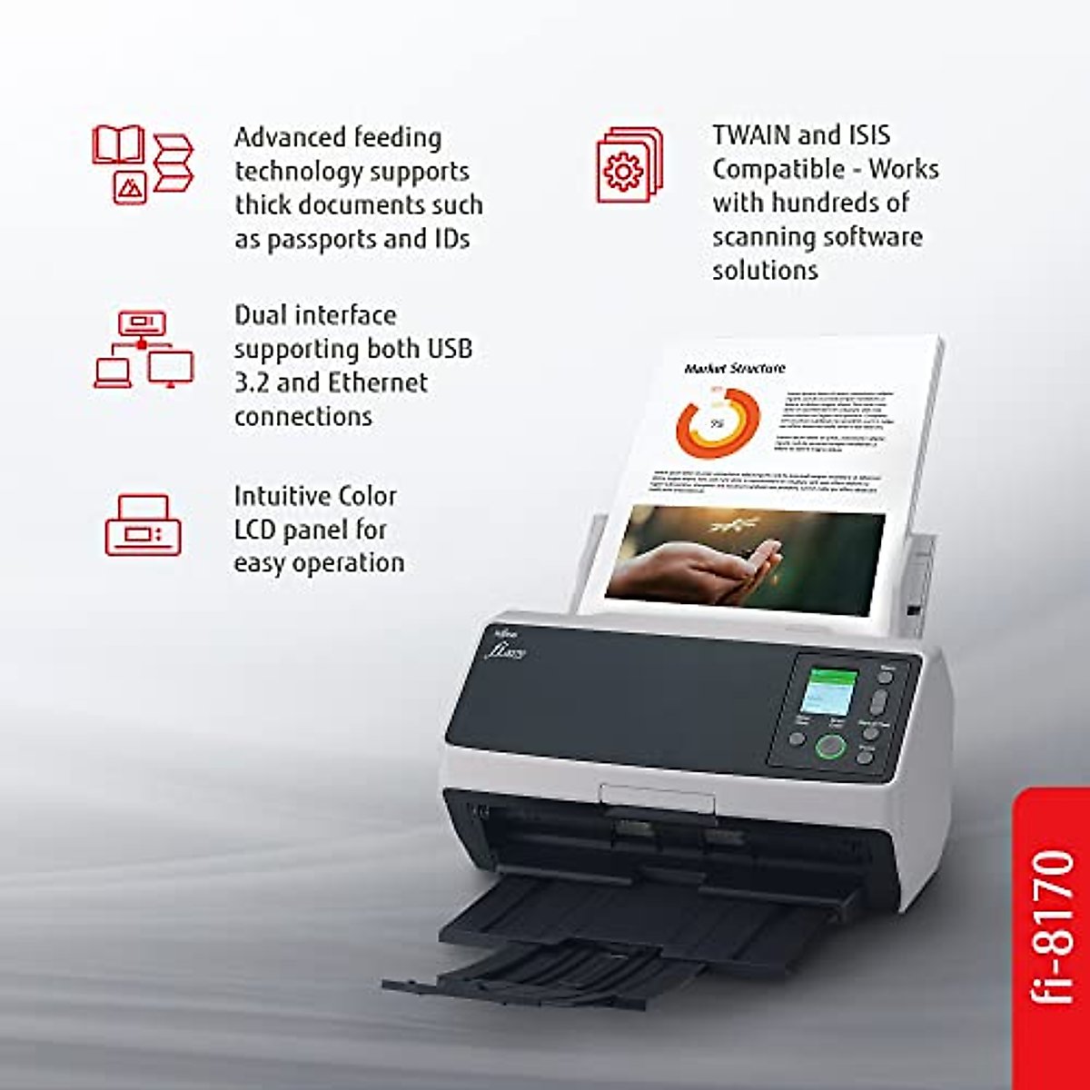 Fujitsu fi-8170 Professional High Speed Color Duplex Document Scanner - Network Enabled