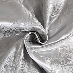 vctops Floral Jacquard Satin Duvet Cover Set King Size 3 Piece Luxury Silk Like Bedding Comforter Cover Set with Zipper Closure & Corner Ties (Silver Grey,King)