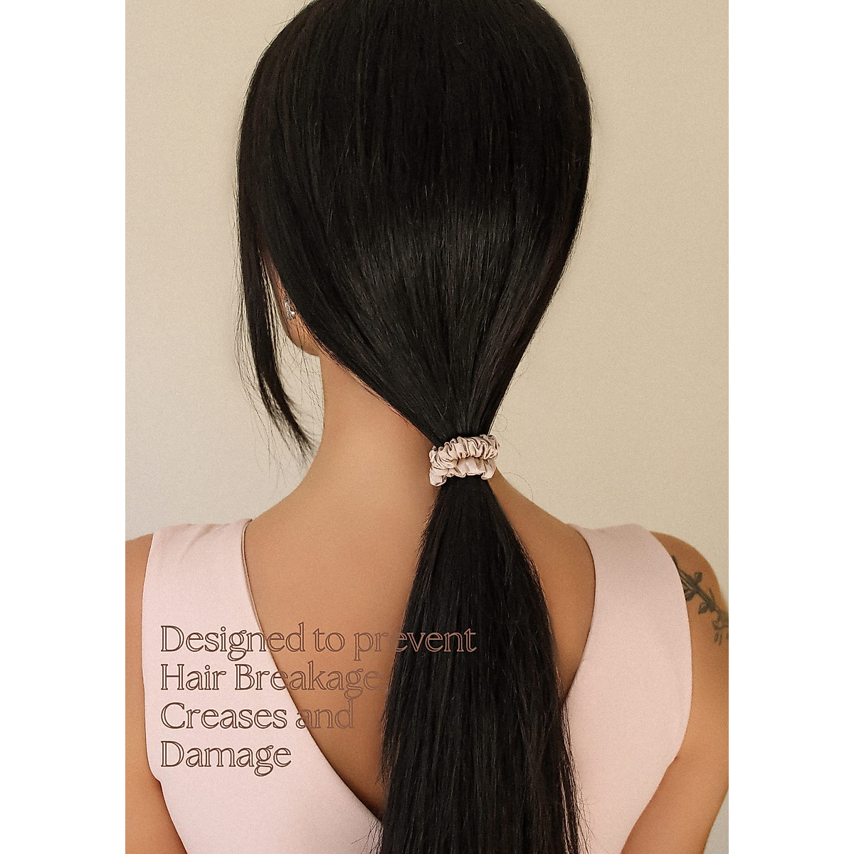 Vénera Skinny Silk Scrunchies - Frizz&Breakage Prevention-Hair Care Ponytail Holders for Women-100% Pure 22 Momme Mulberry Silk Hair Ties(Pink-Cream-Caramel)