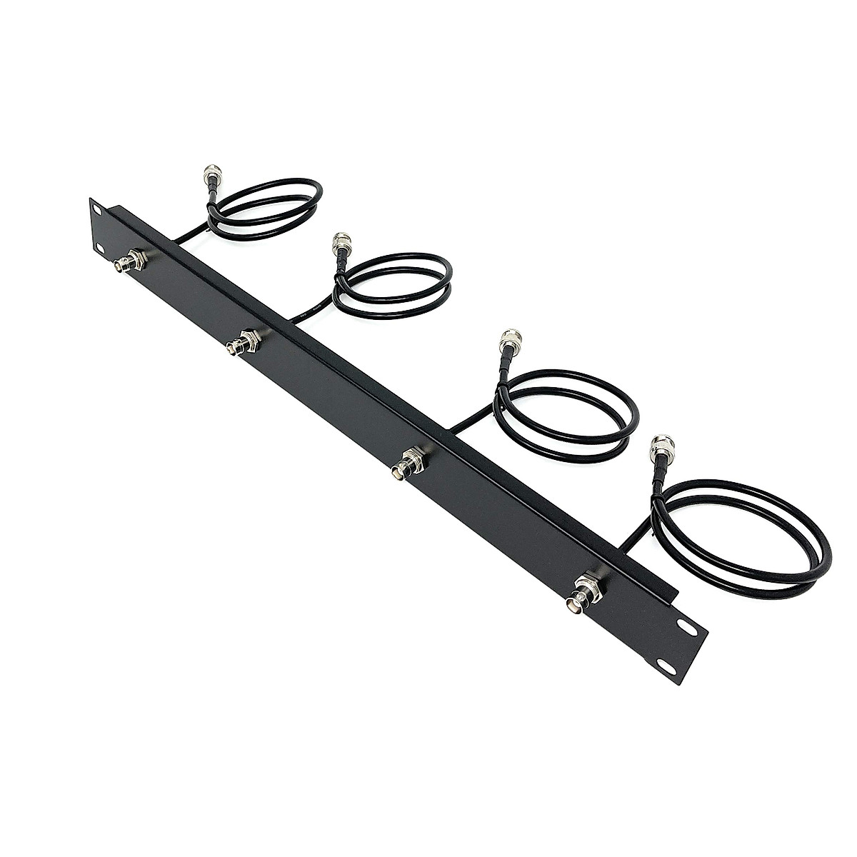 Generic 19inch Antenna Re-location Rack Mount Kit 1U Front Panel 4 Hole Ports w/ 4 Cables