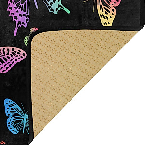 susiyo Kitchen Mat Rainbow Butterflies Kitchen Rug Mat Anti-Fatigue Comfort Floor Mat Non Slip Oil Stain Resistant Easy to Clean Kitchen Rug Bath Rug Carpet for Indoor Outdoor Doormat