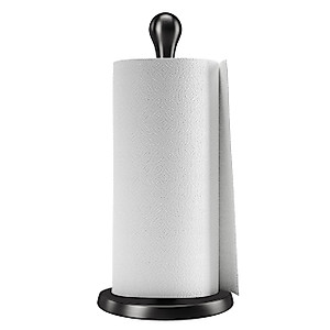 Umbra Tug One-Handed Tear Modern Paper Towel Holder, Black