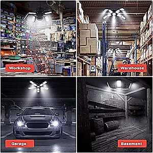 wangdahua LED Garage Light Ceiling 160W Deformable Ceiling Light Fixture,6500K Adjustable 5,5,1 Multi-Position Panels,18000LM LED Shop Lights for Garage,E26,Warehouse Workshop Basement 1 Packs