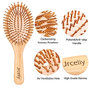 3PCS Bamboo Hair Brush Set,Natural Wooden Brush for Women, madam, Paddle Detangling Brush for Dry/Curly/Thick/Thin/Straight Hair