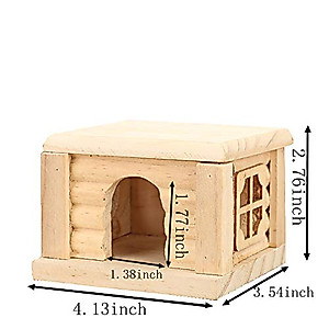 Wooden Hamster Chew House Tunnel Hut Hideout Molar Toy for Small Animal Dwarf Rat Mouse Gerbil Chinchilla Guinea Pig (House & Tunnel 2 Pack)
