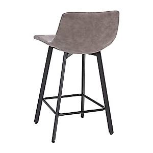Flash Furniture Caleb Modern Armless 24 Inch Counter Height Stools Commercial Grade with Footrests and Matte Metal Frames, Set of 2