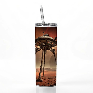 Martian Tripod War Machine Sci-fi From War Of The Worlds Skinny Tumbler 20oz with Straw Insulated Water Bottle Gift