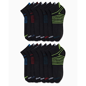 New Balance Boys' Quarter Socks - 16 Pack Soft Cushioned Performance Ankle Socks for Boys - Breathable Boy's Sports Socks, Size Large, Black Assorted