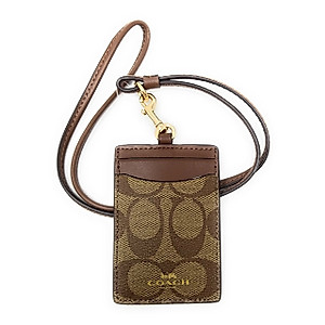 Coach ID Lanyard in Assorted Colors (Signature Canvas, Khaki - Saddle 2)