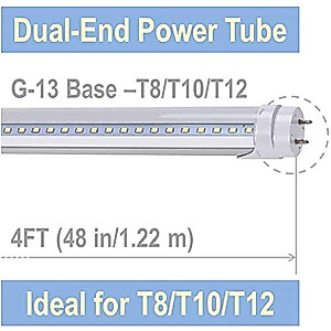 T8 LED Replacement, HouLight 25-Pack, 18W 4-Foot T8 LED Light Tube, 6000K, Daylight, Transparent Cover, Super Bright White, Double End Power