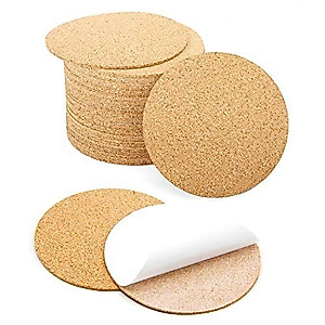 Blisstime 36 Pcs Self-Adhesive Cork Round for DIY Coasters, 4"x 4" Cork Circle, Cork Tiles, Cork Mat, Cork Sheets with Strong Adhesive-Backed