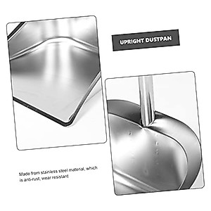 MOBUTOFU Stainless Steel Trash Shovel Long Handle Dustpan Household Dustpans Standing Dustpan Practical Dustpan Heavy Duty Dust Pan Dustpan for Cleaning Commercial Broom Tin Dustpan