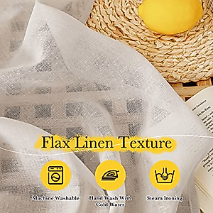 NICETOWN Semi Sheer Light Filtering Linen Curtains for Windows 95 inch Length, Rod Pocket & Back Tab Linen Blend Vertical Drapes Privacy for Bedroom/Living Room, Natural, W52 x L95, 2 Pieces