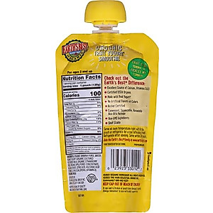 Earth's Best Organic Kids Snacks, Sesame Street Toddler Snacks, Organic Fruit Yogurt Smoothie for Toddlers 2 Years and Older, Strawberry Banana, 4.2 oz Resealable Pouch