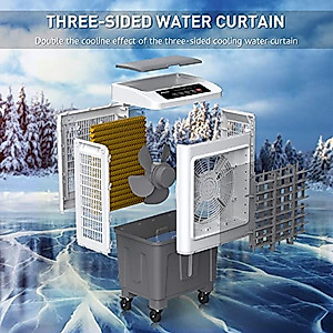 ALPACA Portable Evaporative Air Cooler 3 in 1 Swamp Cooler with Remote Control, 5.3 Gal Water Tank, 3 Speed Cooling Fan, 4 Ice Packs, Portable Air Conditioner Auto Oscillation for Room, Home & Office