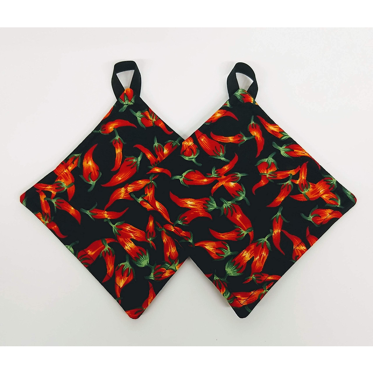 Pot holder for kitchen Pot Holder Set Oven Hot Pad Pot Holder for Cooking or Baking in a Red Chili Pepper Fabric Print