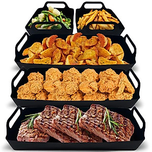 5 Pcs Silicone Sheet Pan Divider, Easy To Clean Nonstick Pan Set for Cooking | Silicone Baking Pans for Oven and Air Fryer | Baking Pans Set for Kitchen |BPA Free Silicone Baking Pan Organizer