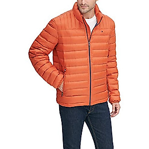 Tommy Hilfiger Men's Real Down Insulated Packable Puffer Jacket, Orange, X-Large