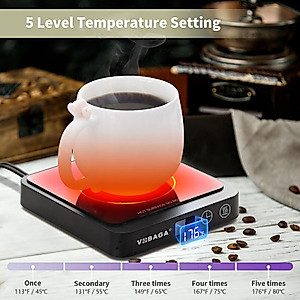 VOBAGA Mug Warmer, Coffee Cup Warmer for Office Home Desk with 5 Temperature Settings, Candle Warmer & Beverage Warmer with Digital Display Auto Shut Off for Heating Coffee, Cocoa, Milk, Tea(No Cup)