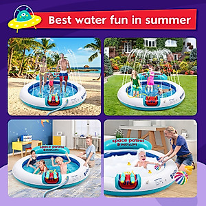 Inflatable Sprinkler Pool for Kids, Outdoor Summer Sprinklers Water Toys for Backyard Yard Lawn, Toddler Splash Pad, Baby Swimming Wading Pool (Classic Edition)