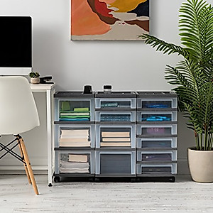 IRIS USA MC Plastic Storage, Rolling Cart with Organizer Top, 4 Drawer/GREY CLR, Gray