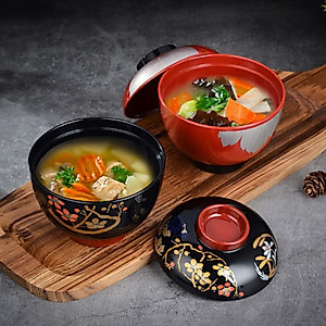 Hemoton Miso Soup Bowl with Lid Japanese Melamine Noodle Bowl Rice Bowl Snack Bowl Dessert Bowl Appetizer Bowl for Home Restaurant 11cm