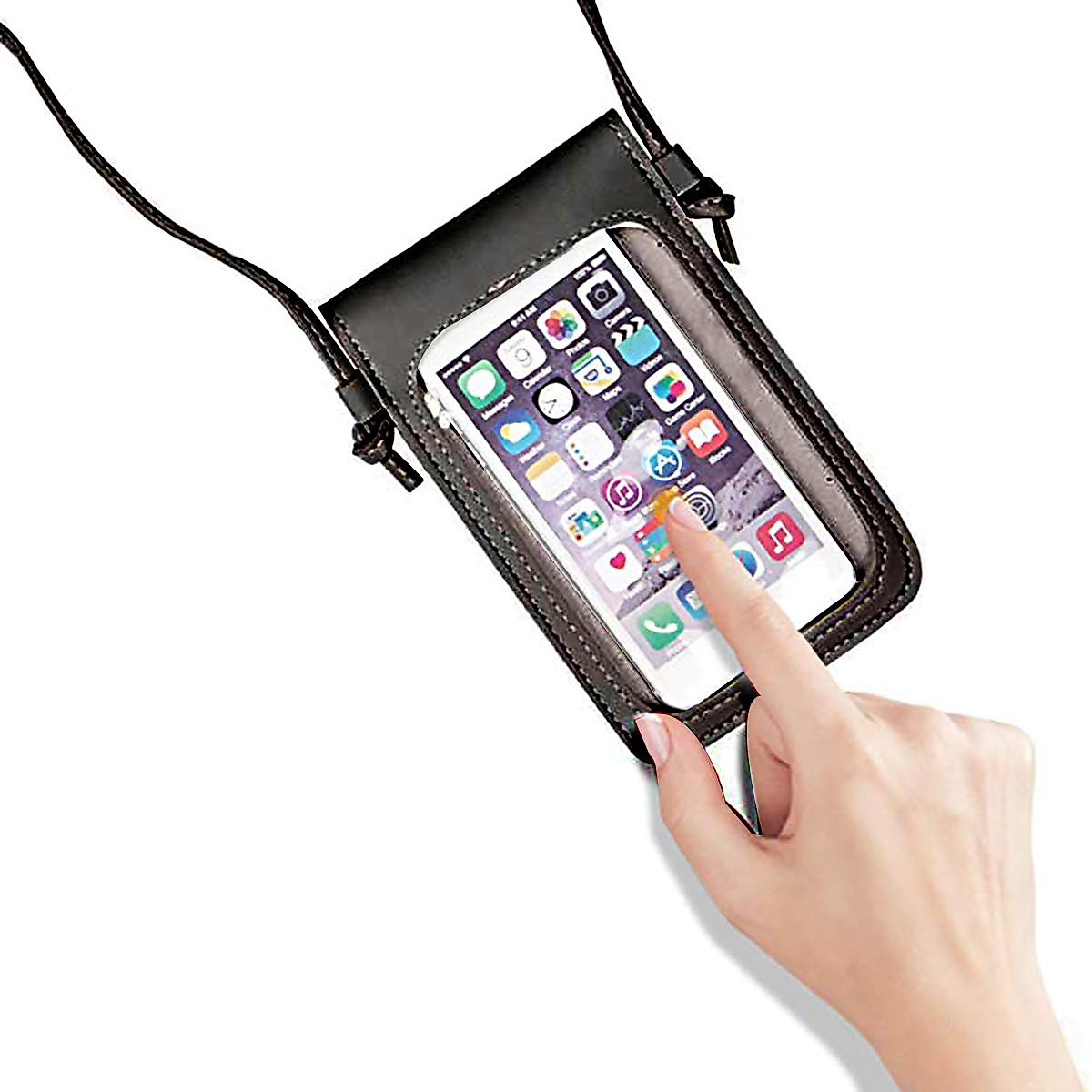 RARITYUS Multi-Layer Mini Crossbody Cell Phone Pouch Purse PU Leather Shoulder Bag with Touch Screen Window for Women Girls