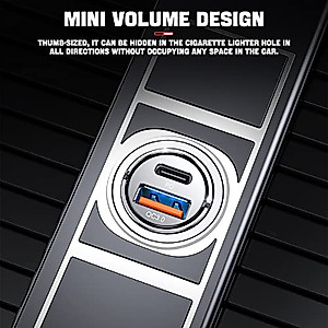 USB C 60W Car Charger Fast Charge, 30W PD& 30W QC3.0 Fast Charge with Metal Body, Flush Fit Pull Ring Charge Adapter Universal for iPhone 13/13 Pro/12/12 Pro Max/XS/XR, Samsung Galaxy, Car Accessories