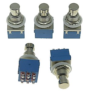 KAISH Pack of 5 Box Stomp 9-Pin 3PDT Electric Guitar Effect Pedal Switch Push Button Footswitches True Bypass Blue