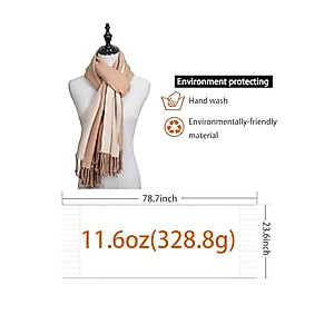 MEANBEAUTY Women's Pashmina Shawls and Wraps Cashmere Feel Large Scarf Winter Scarves Two-Color Blanket for Wedding Gifts-beige