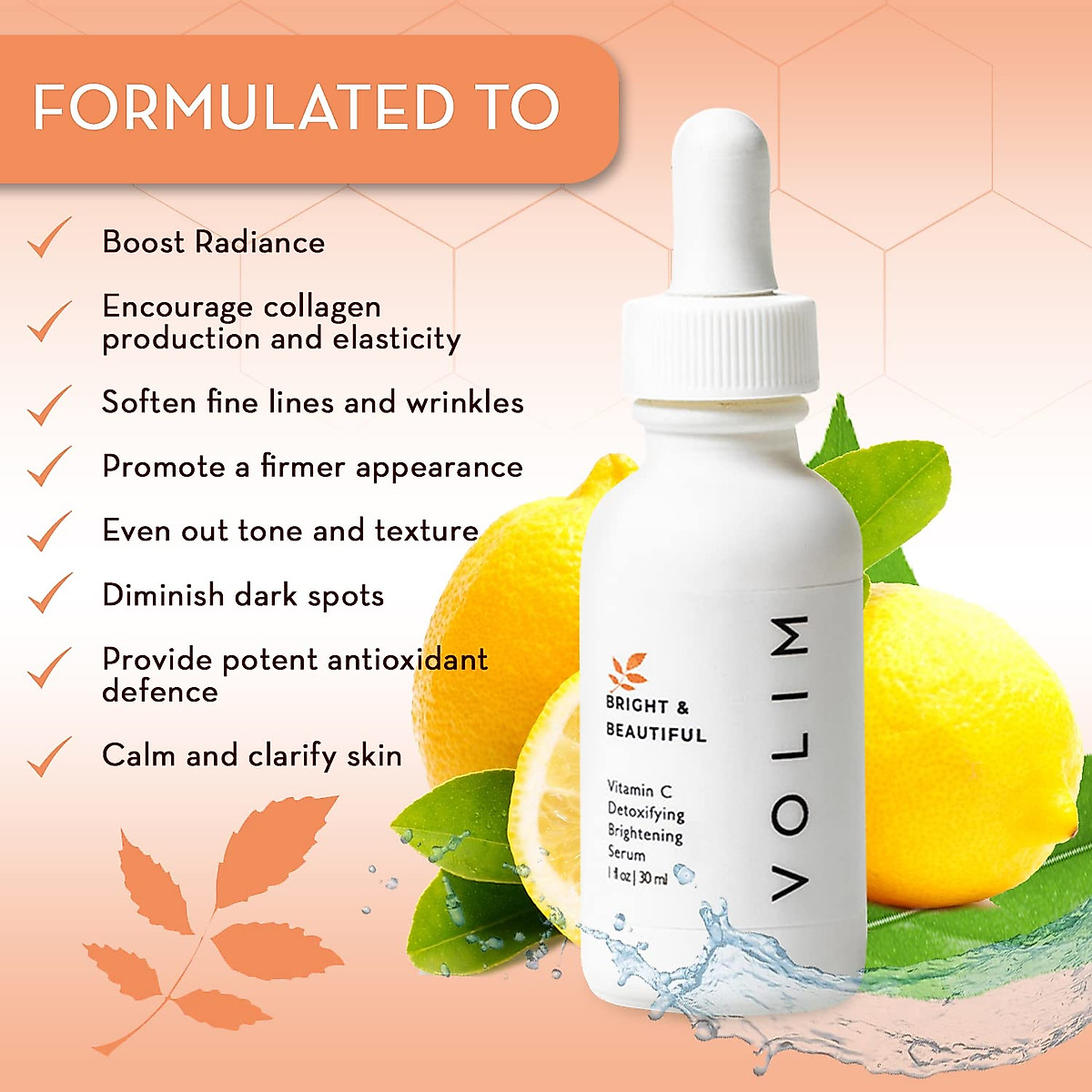 VOLIM Bright & Beautiful Vitamin C Facial Serum, Anti-Aging Face Serum for Women
