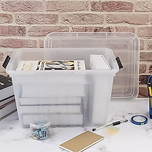 Farmoon 20 Quart Clear Latching Storage Bin with Handle, 4 Packs Plastic Storage Boxes