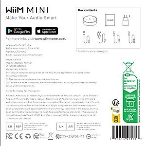 WiiM Mini AirPlay2 Wireless Audio Streamer, Multiroom Stereo, Preamplifier, Works with Alexa and Siri Voice Assistants, Stream Hi-Res Audio from Spotify, Amazon Music and More