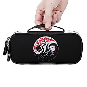 Bonsai Tree in Yin Yang Printed Pencil Case Bag Stationery Pouch with Handle Portable Makeup Bag Desk Organizer