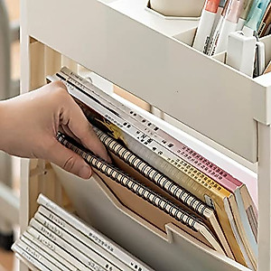 BFYDOAA 5 Tier Rolling Organizer Cart,Mobile Bookcase with Wheels Movable Bookshelf Cart with Drawers for Classroom School Bedroom Groceries Office(Blue)