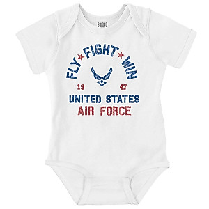 Brisco Brands Fly Fight Win USAF American Air Force Baby Romper Boys or Girls