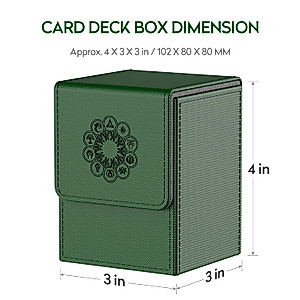 MIXPOET Deck Box compatible with MTG Cards, Trading Card Case with 2 Dividers per Holder, Large Size for 100+ Cards (Elementals-Green)