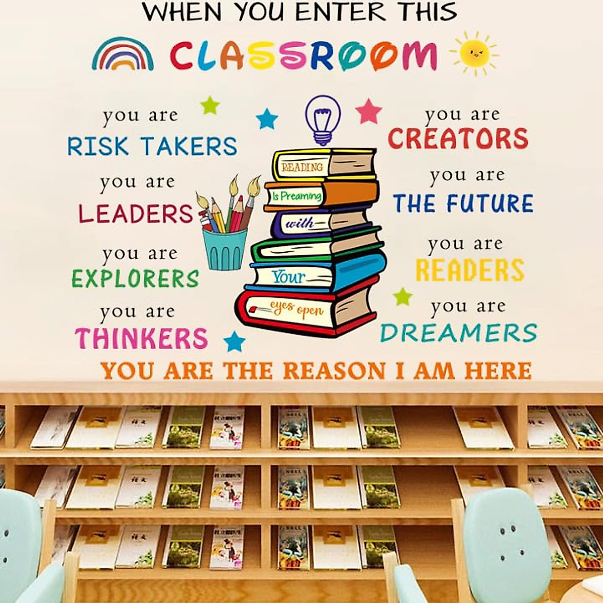 You Entry This Classroom Wall Art Sticker Peel and Stick Wall Decor Motivational Sticker Positive Saying Wall Decor for Nursery Kids Room Preschool Door Playroom Decor.