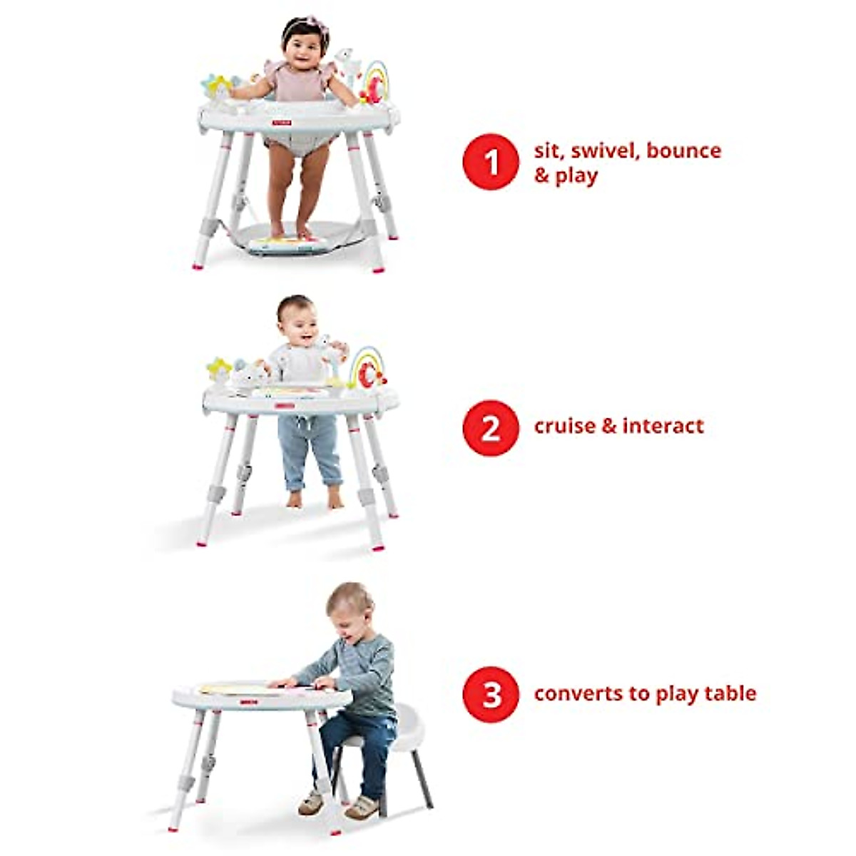 Skip Hop Baby Activity Center: Interactive Play Center with 3-Stage Grow-with-Me Functionality, 4mo+, Silver Lining Cloud