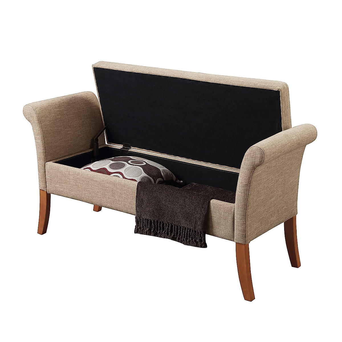 Convenience Concepts Designs4Comfort Garbo Storage Bench Ottoman, Tan Fabric