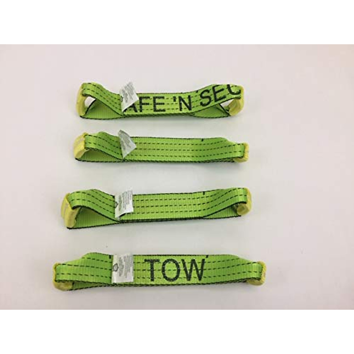 8 Point Heavy Duty TECNIC Strap Kit for Rollback / Flatbed Tie Downs with 12" Chain Tail