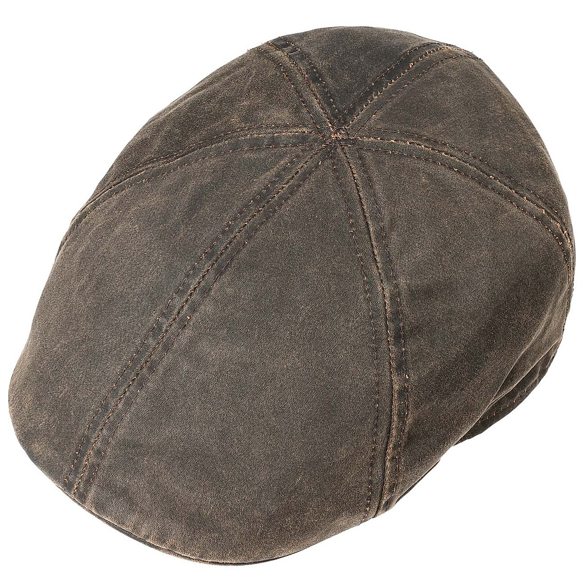 Stetson Level Distressed Cotton Duckbill Flat Cap Large Brown