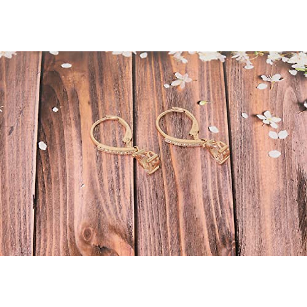 KOKAV 14K Rose Gold Genuine Morganite 1-1/10Ct Teardrop Dangle Earrings with Diamonds.