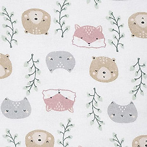 Gerber Boys and Girls Newborn Infant Baby Toddler Nursery 100% Cotton Flannel Receiving Swaddle Blanket, Woodland Critters White, 5 Count